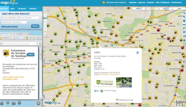 Aplicación de Mapcity ayuda a encontrar bencineras más baratas