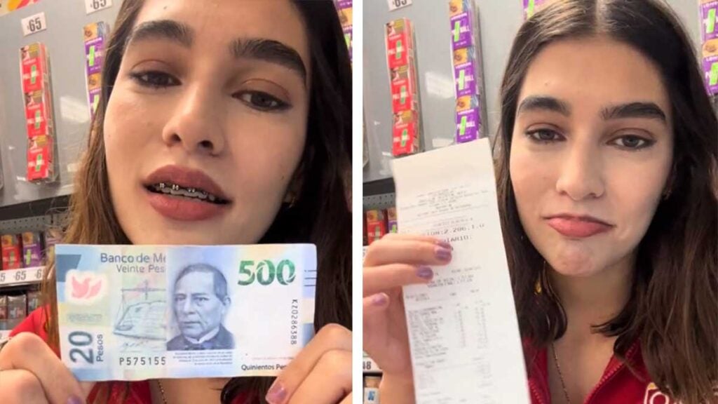 Cajera de Oxxo es estafada con billete falso de 520 pesos (VIDEO)
