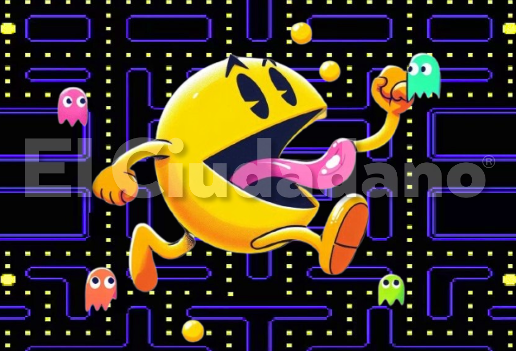Pac-Man atraviesa el tiempo comiendo su camino, punto a punto